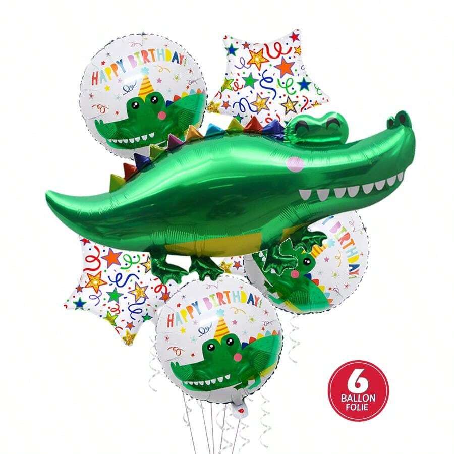 Cute Cartoon Alligator Aluminum Foil Balloons Set Of 6 For Children ...