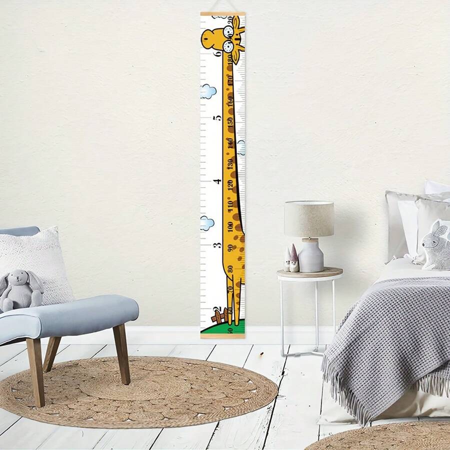 Growth Chart, Canvas Height Chart Ruler Removable Wood Hanging Wall ...