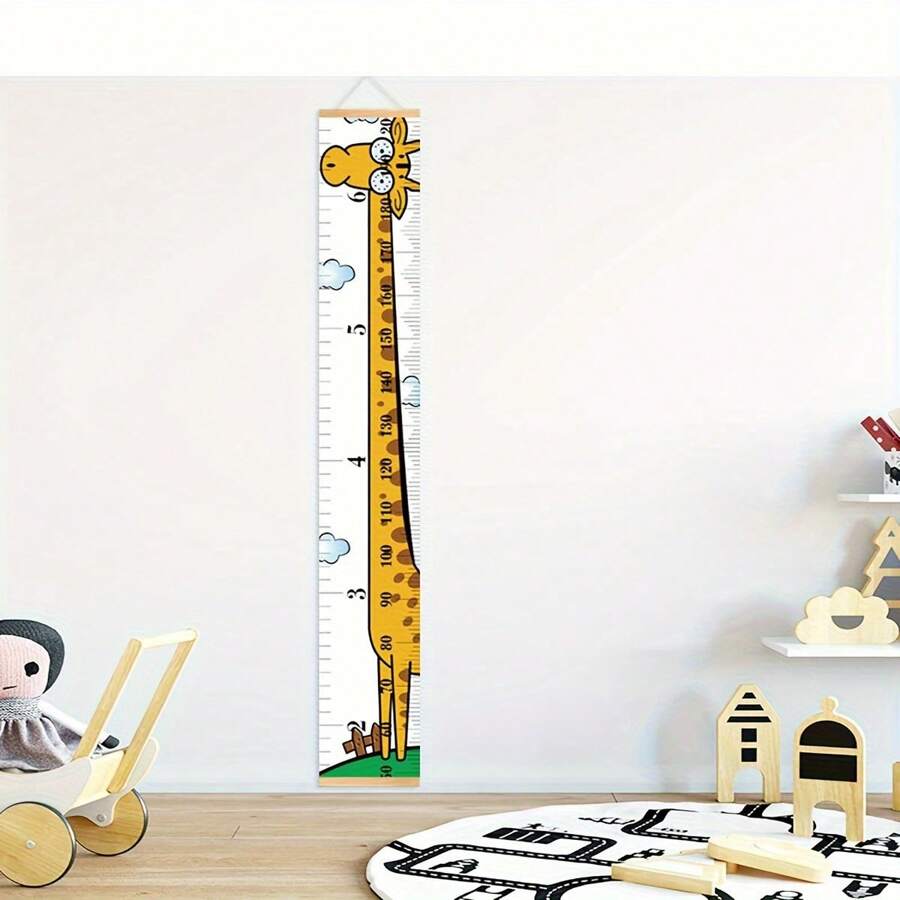 Growth Chart, Canvas Height Chart Ruler Removable Wood Hanging Wall ...
