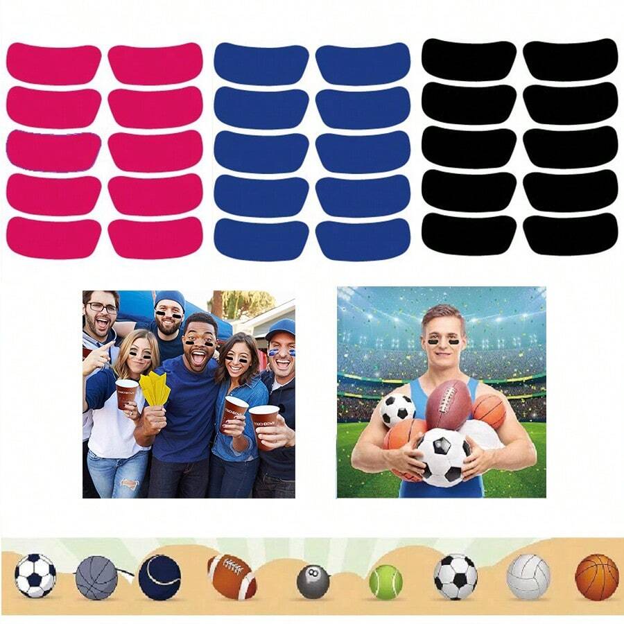 5 Sets Of Eye Black Stickers For Sports With 50 Colorful PVC Stickers ...