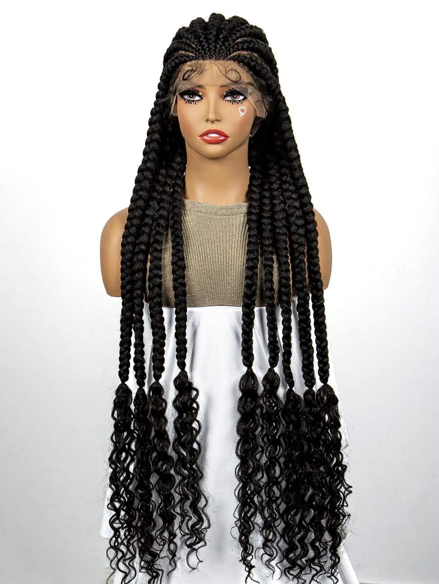 Braided Synthetic Full Lace Wig Braided Full Lace Wig Black Dutch Braid ...