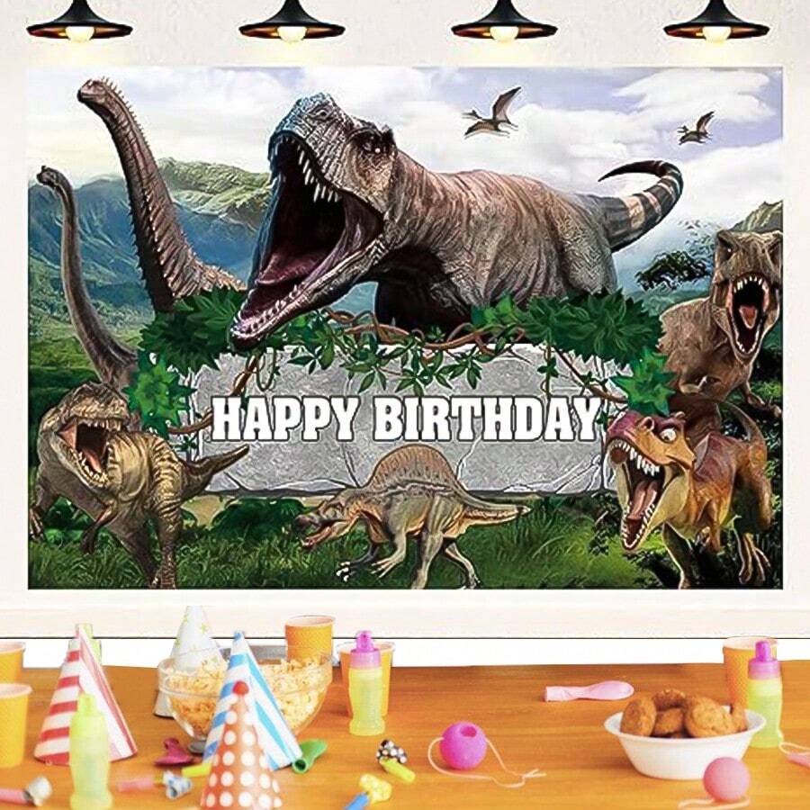 Dinosaur Backdrop Birthday Party Decorations Supplies Dinosaur Cartoon ...