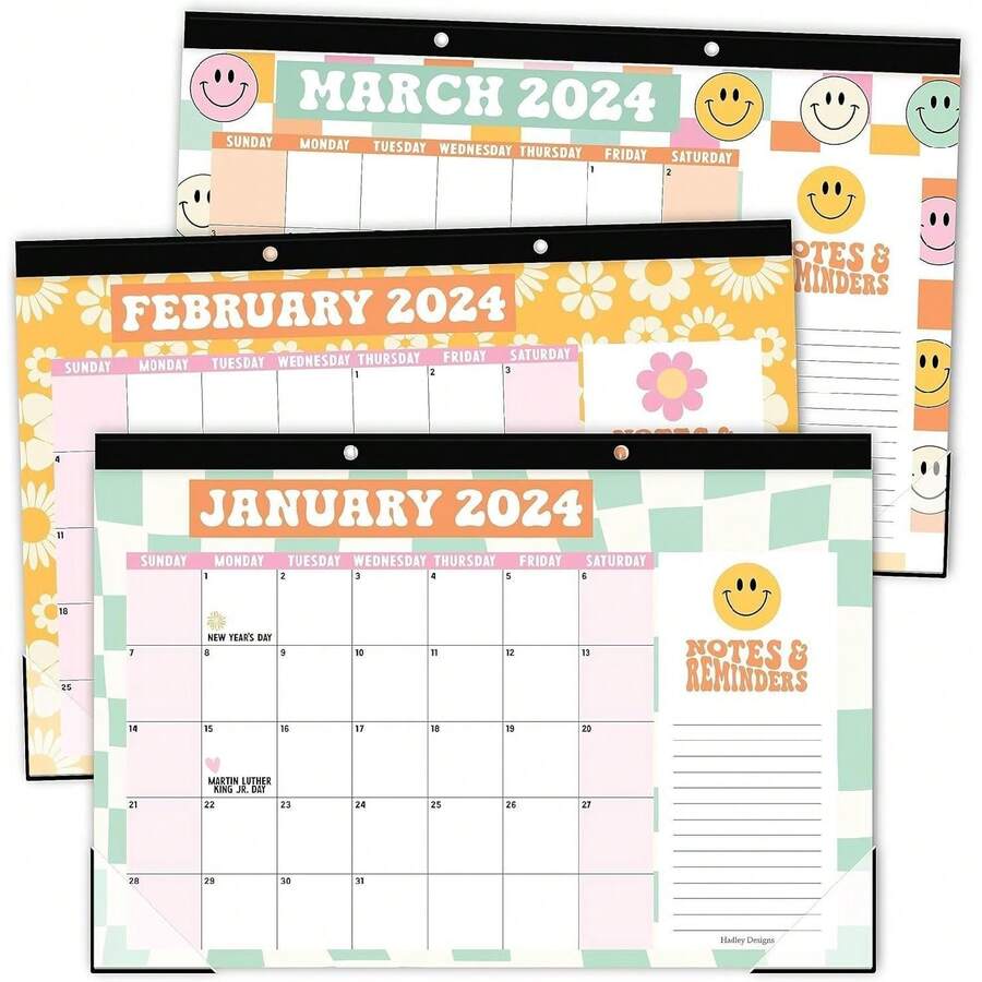 Retro Large Desk Calendar 2024-2025 - Desk Calender 2024 Monthly ...