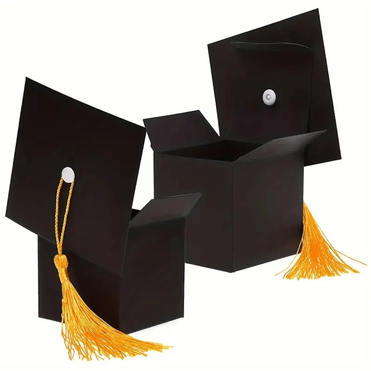 Pack Of 10 Congratulation Gift Boxes, Graduation Cap Shaped Black ...