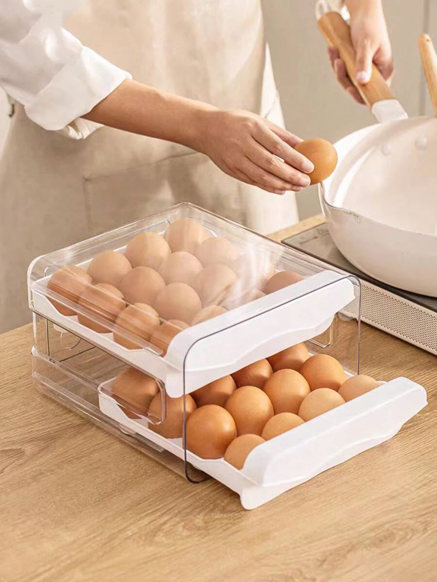 1pc Double-Layer Refrigerator Egg Storage Box - Leak-Proof ...