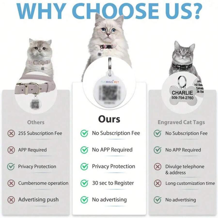 Collare per gatti con sgancio di sicurezza e targa QR con nome, collare ...