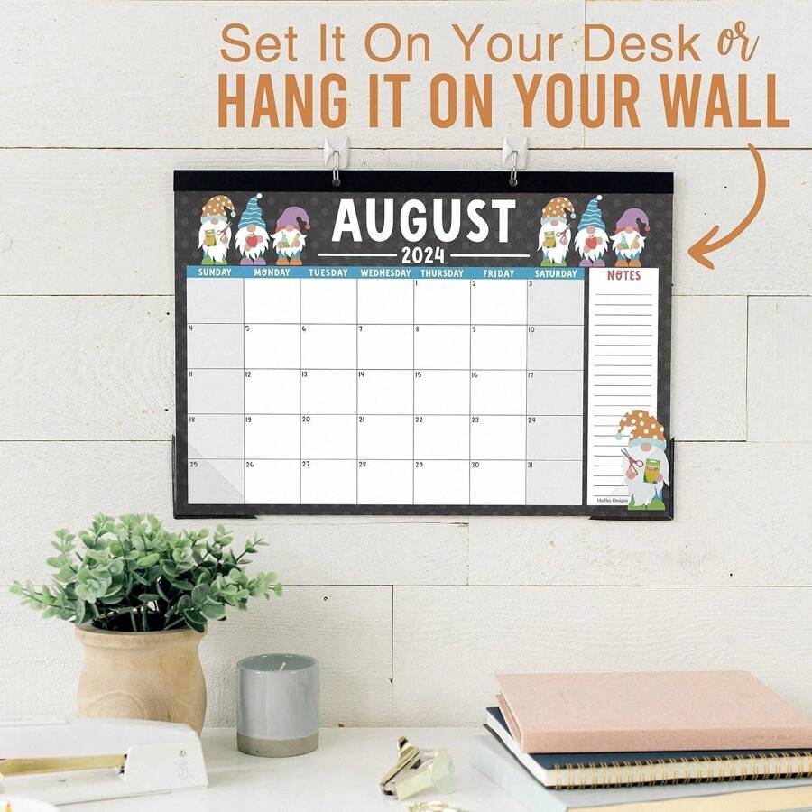 Gnome Large Desk Calendar 2024-2025 - Desk Calender 2024 Monthly ...