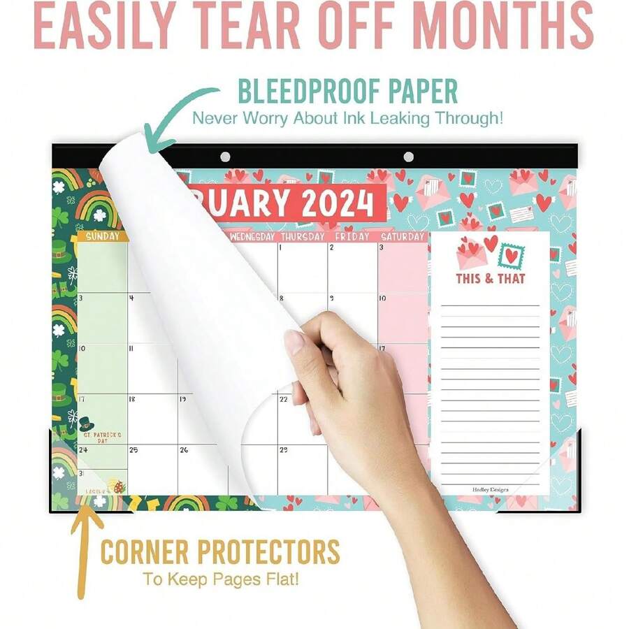 Doodle Large Desk Calendar 2024-2025 - Desk Calender 2024 Monthly ...