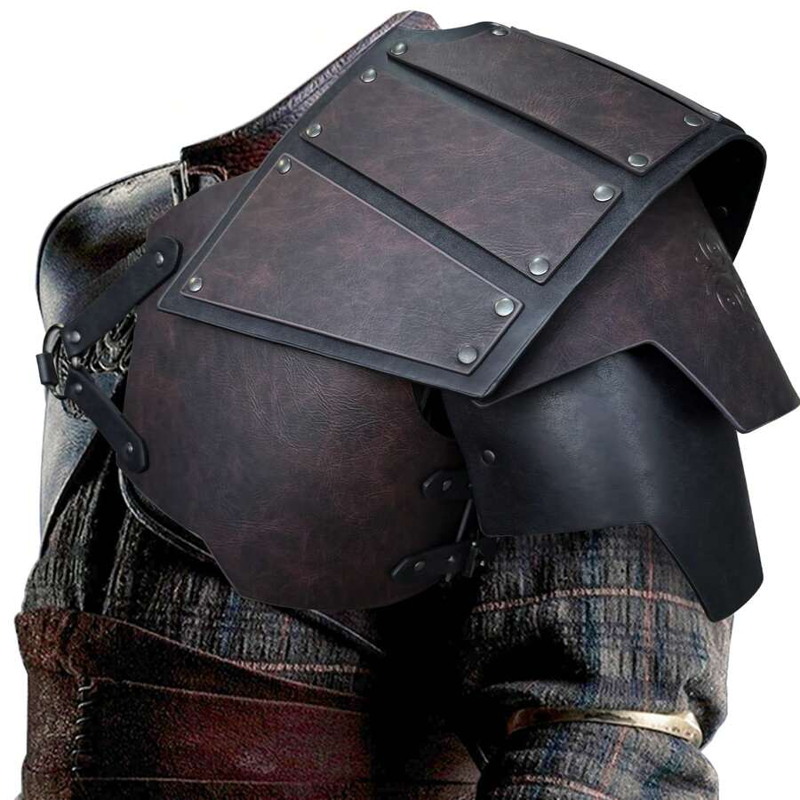 Viking Faux Leather Single Pauldron Shoulder Armor, Retro Medieval ...