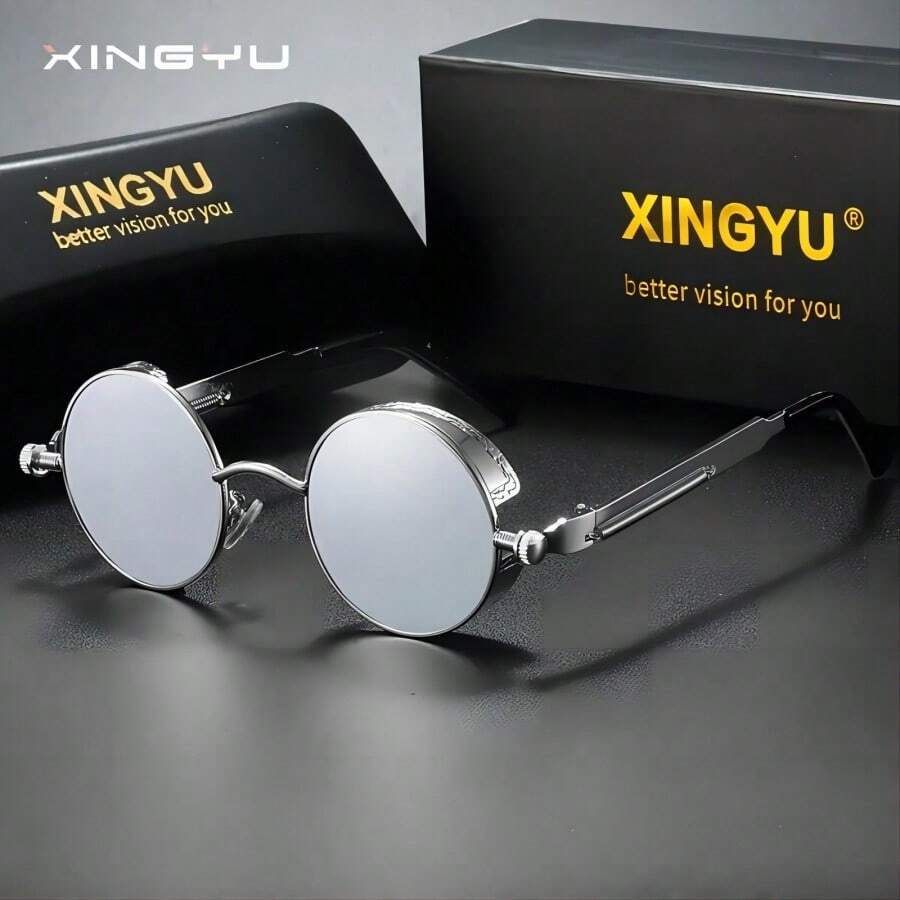 XINGYU män runda polariserade solglasögon med fjäderben för bilkörning ...