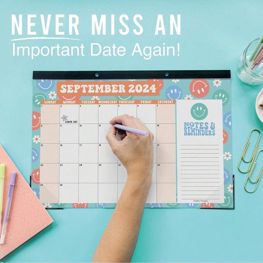 Retro Large Desk Calendar 2024-2025 - Desk Calender 2024 Monthly ...