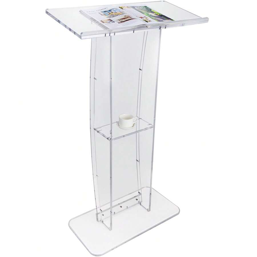 Acrylic Podium, 47" Clear Acrylic Podium Stand With Wide Reading ...