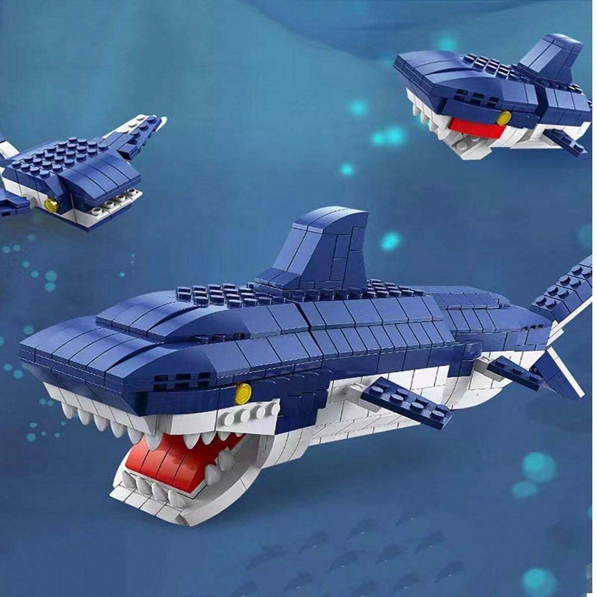 Building Blocks DIY Ocean Animal Megalodon Mechanical Shark Deep-Sea ...