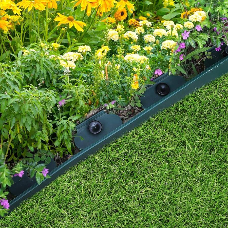 20 M Plastic Lawn Edging, Flexible Flower Bed Edging, Lawn Edging, With ...