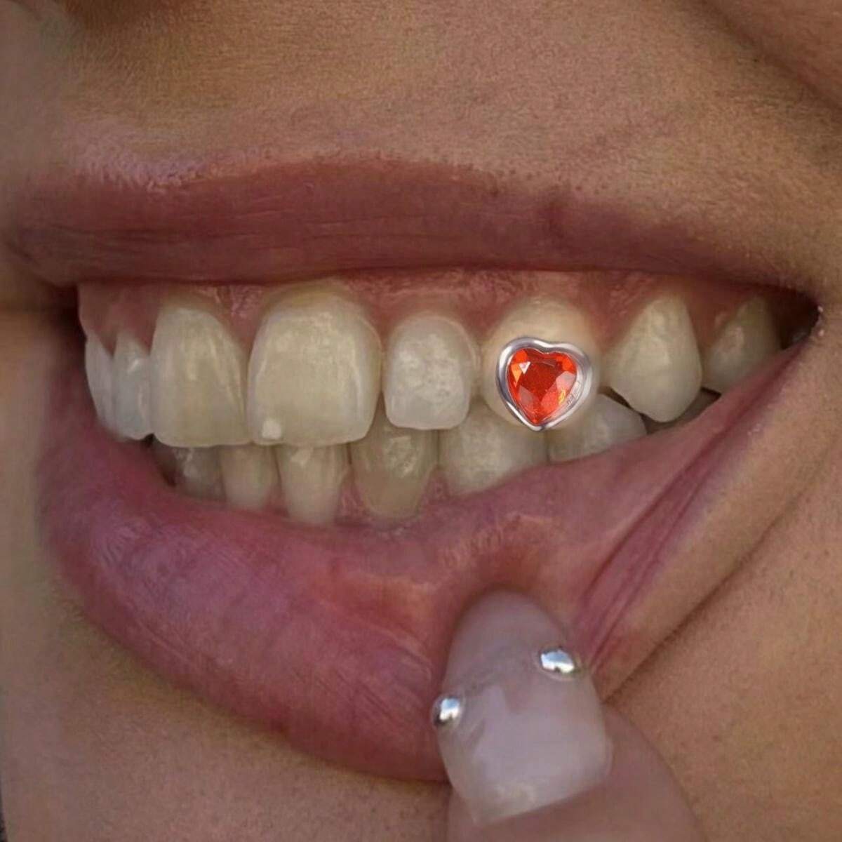 1pcPersonalized High-End Hip-Hop Love Red Diamond Braces HIPHOP Hip-Hop ...