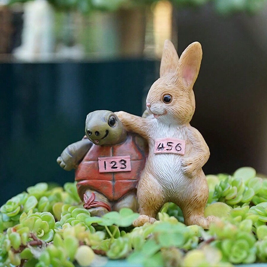 1pc/Pack Peeing Turtle Statue, Resin Drunken Sea Turtle Rabbit ...