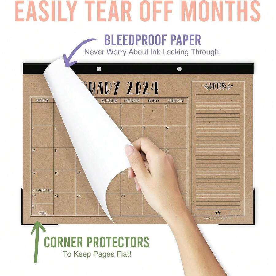 Rustic Large Desk Calendar 2024-2025 - Desk Calender 2024 Monthly ...