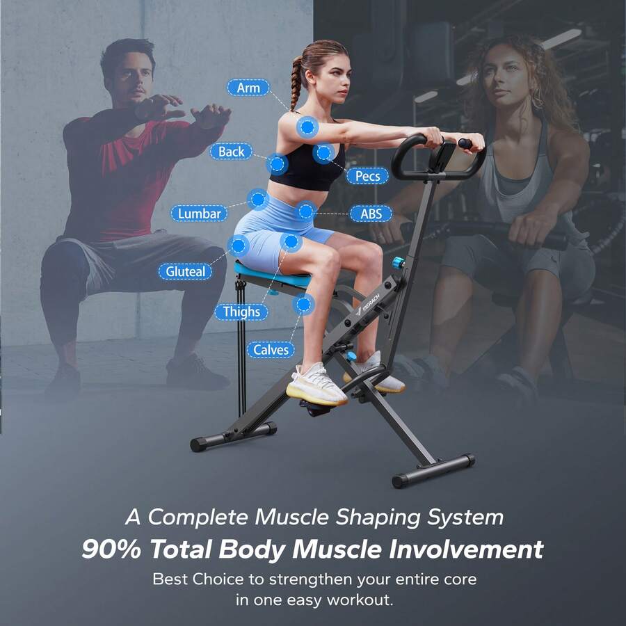 MERACH Squat Machine, R07 2 In 1 Squat Rowing Machine, Easy Setup ...