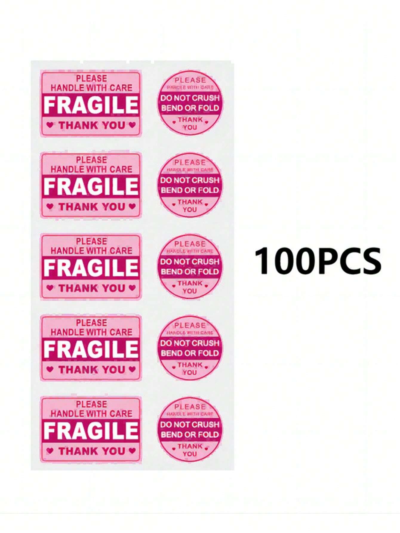 10 Sheets Fragile & Handle With Care Warning Labels Stickers, 100pcs ...
