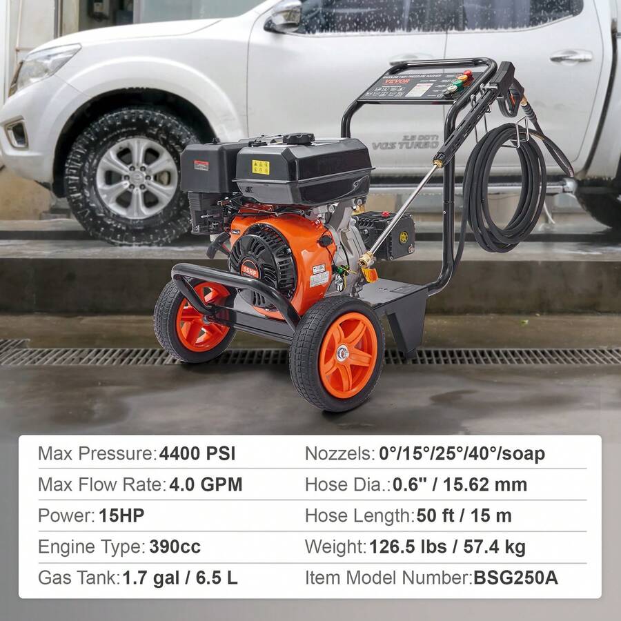VEVOR Gas Pressure Washer, 4400 PSI 4.0 GPM, Gas Powered Pressure ...