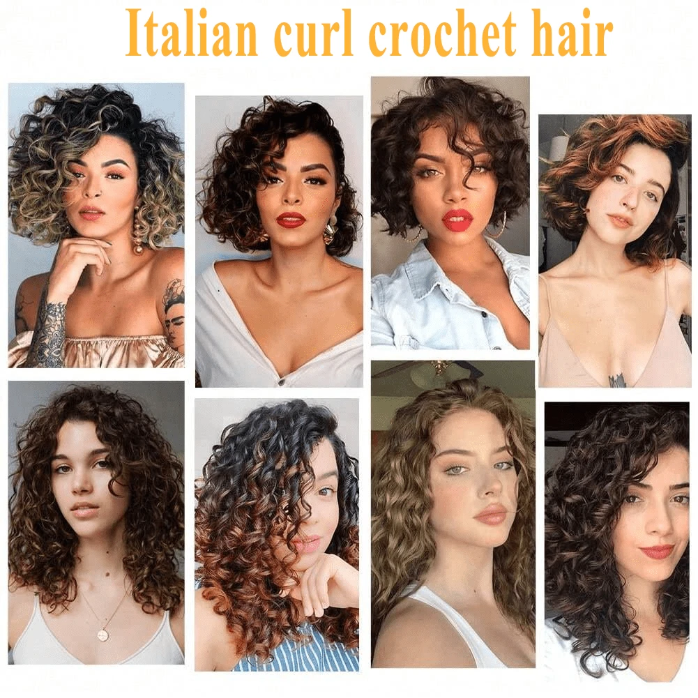 Short Length Italian Curl Synthetic Crochet Hair Goddess Box Braiding ...