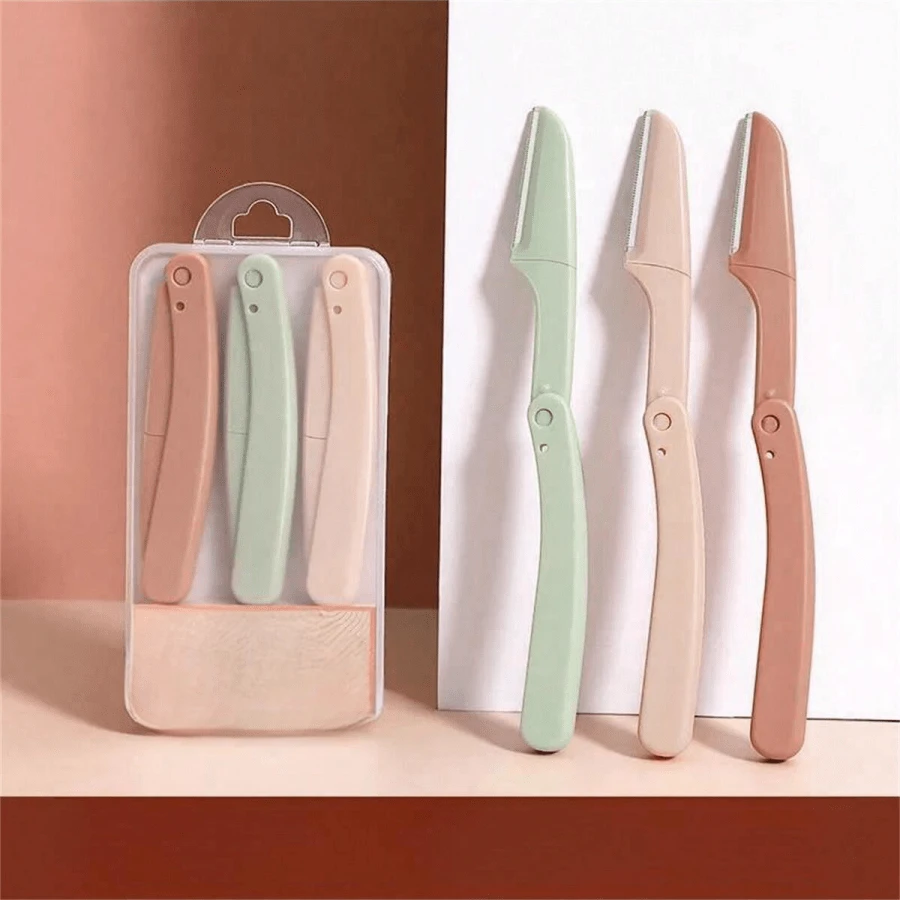 3pcs/Set Stainless Steel Foldable Eyebrow Razor With Safety Cover And ...