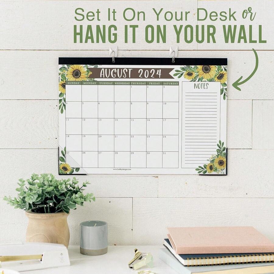 Sunflower Large Desk Calendar 2024-2025 - Desk Calender 2024 Monthly ...