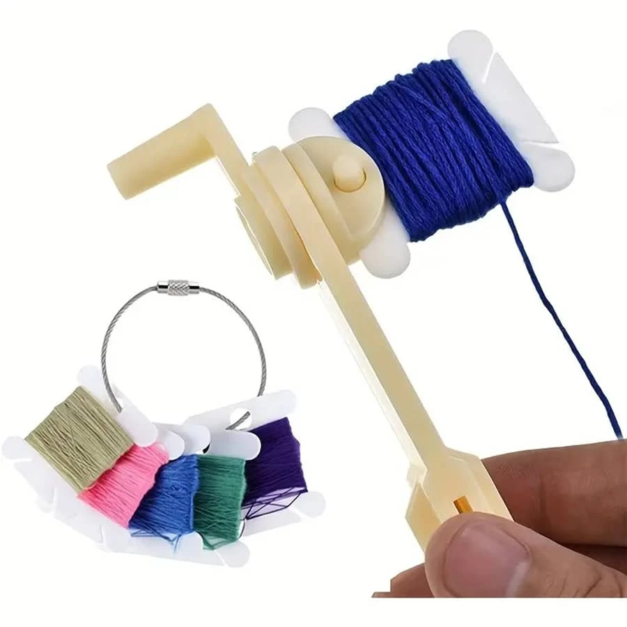 10pcs Plastic Floss Bobbins With 1 Pc Bobbin Winder For Cross Stitch ...