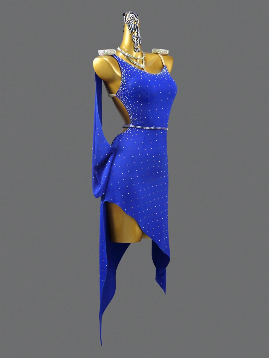 ABC Dancing New Style Blue Latin Dance Dress, Women's Dance Performance ...