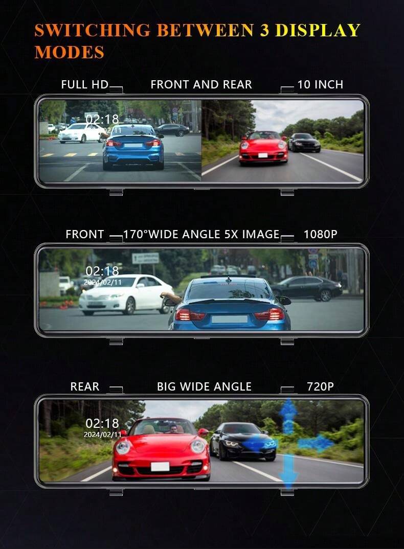 Asawin H109l Full Screen Rearview Mirror Dash Cam Dual Lens Car Camera