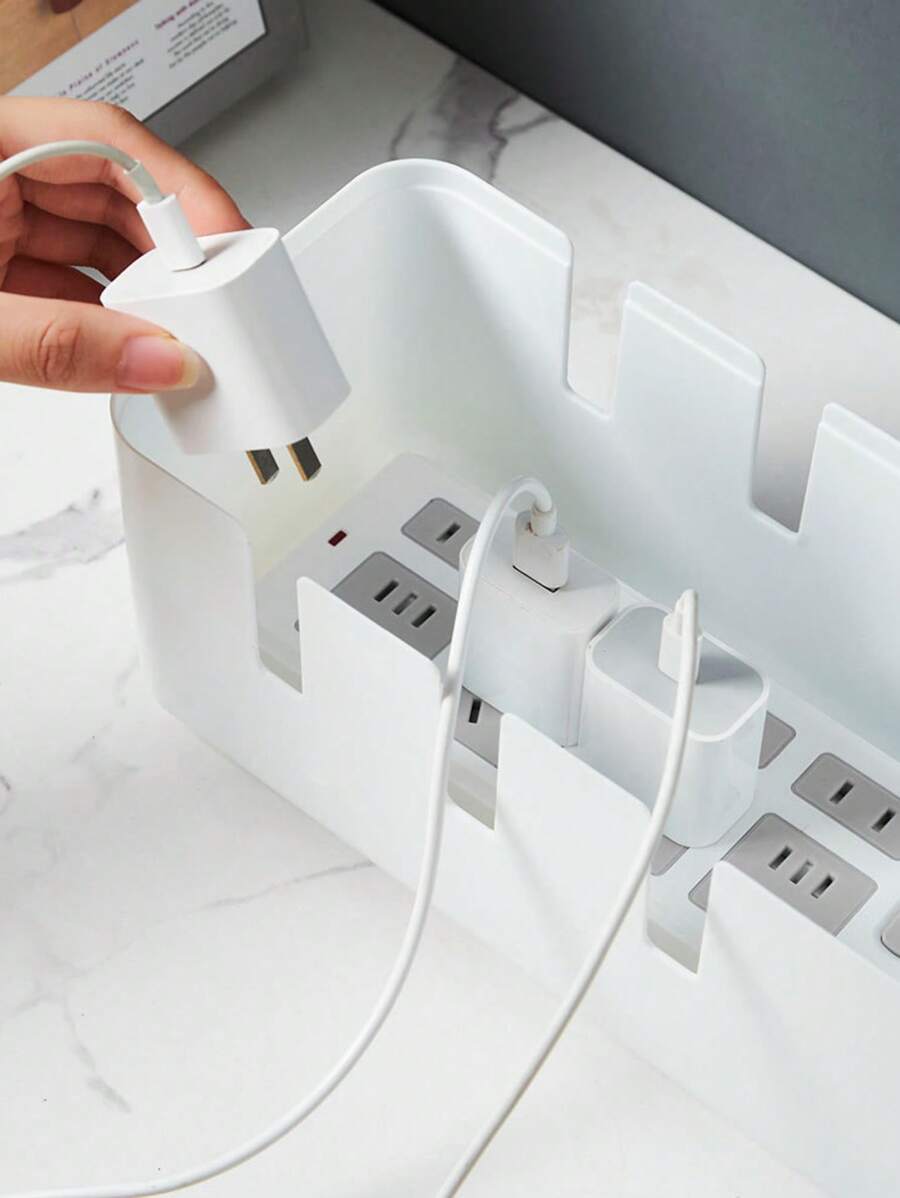 Compact And Stylish Cable Management Box With Wooden Lid - Neatly ...