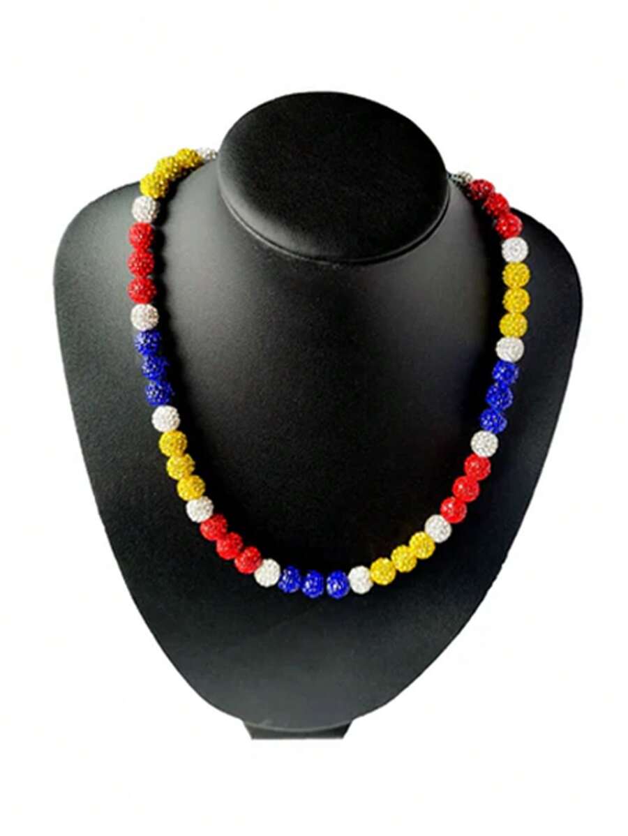 1pc Baseball Bead Necklace For Boys Pollyanna Rhinestone Necklace ...