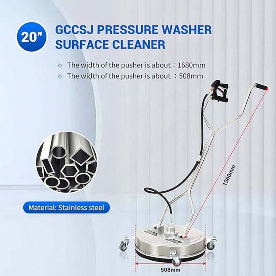 Pressure Washer Surface Cleaner, Stainless Steel, With 4 Spinner Wheels ...