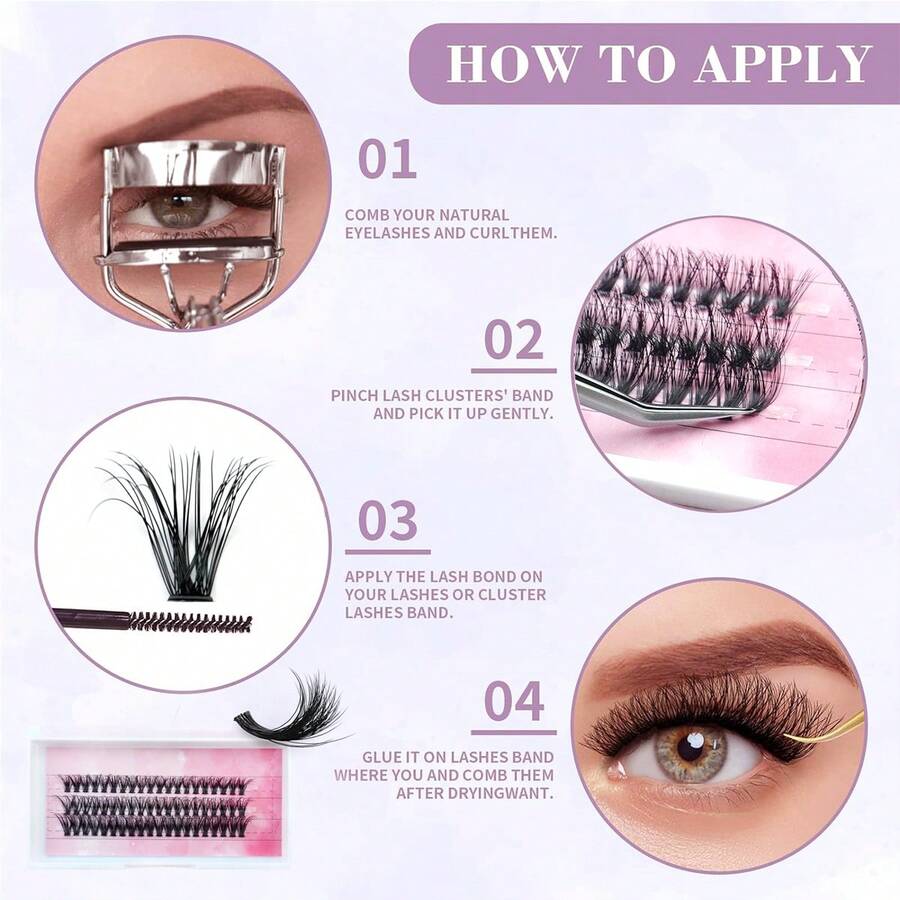 3D Fluffy DIY Cluster Lashes 240pcs 5D Crul 0.07 Thickness 12-16mm ...