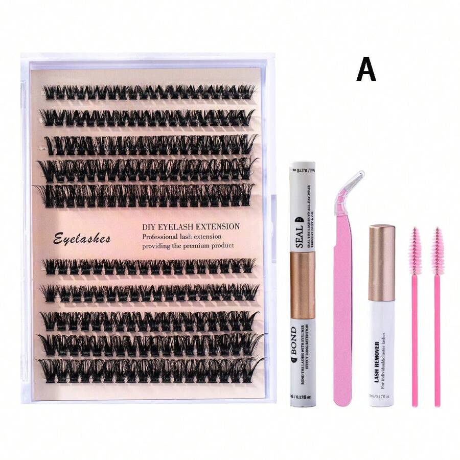 DIY Eyelashes 80D+100D Mix 200 PCS Clusters Lash Bond And Seal Makeup ...