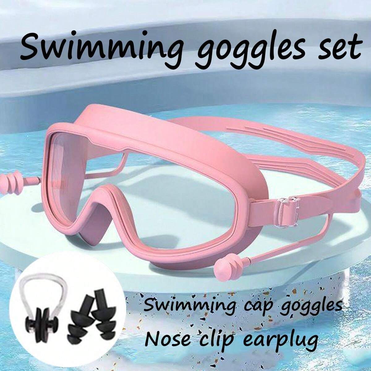 5pcs Swimming Glasses, Swimming Caps, Nose Clips, Earplugs, Adult Large ...