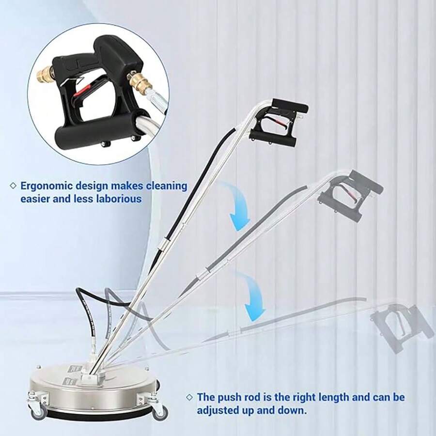 Pressure Washer Surface Cleaner, Stainless Steel, With 4 Spinner Wheels ...