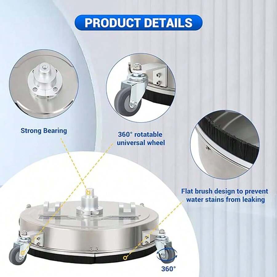 Pressure Washer Surface Cleaner, Stainless Steel, With 4 Spinner Wheels ...