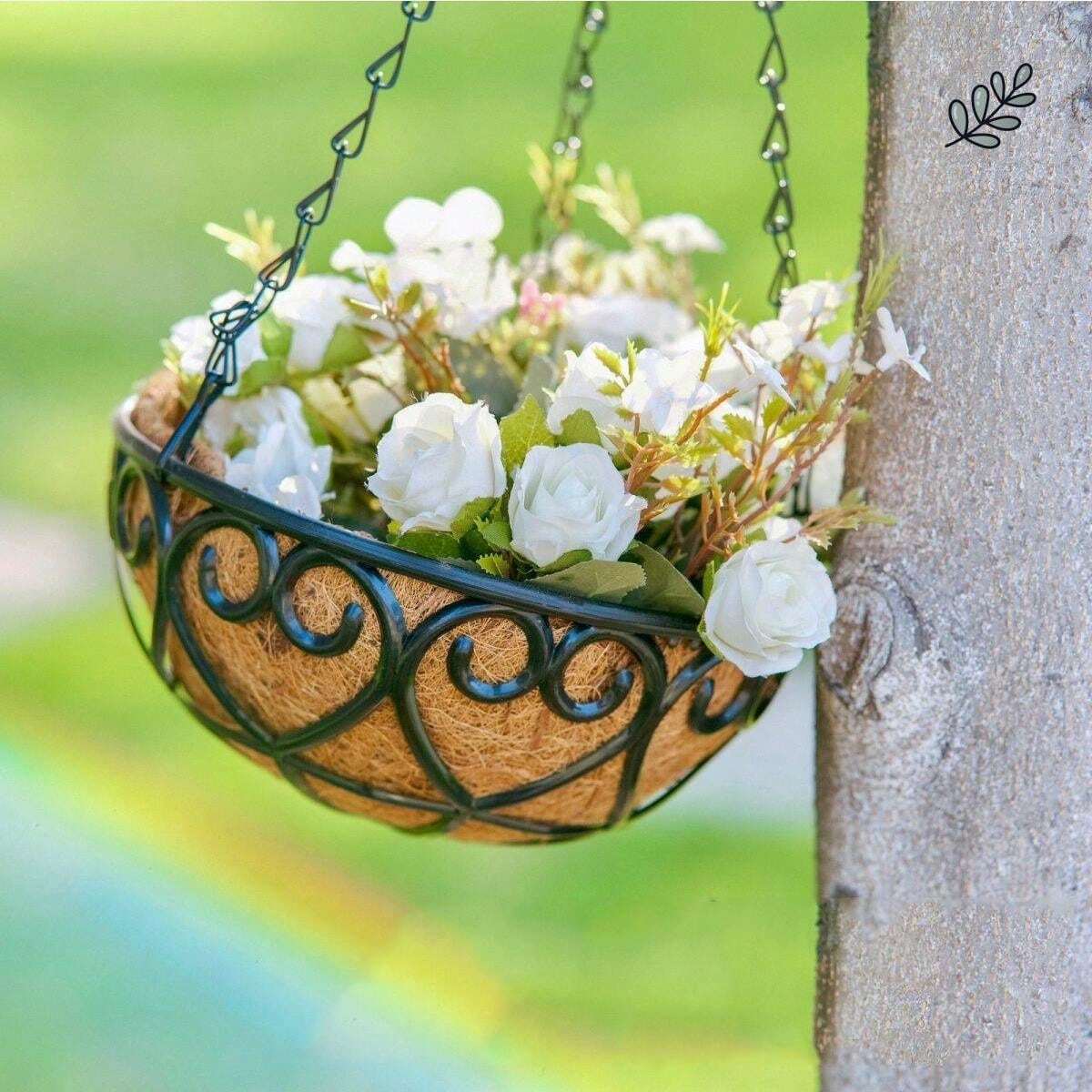 1 Piece 8/10/12/Inch Resin Plastic Flower Basket, Coconut Palm Flower ...