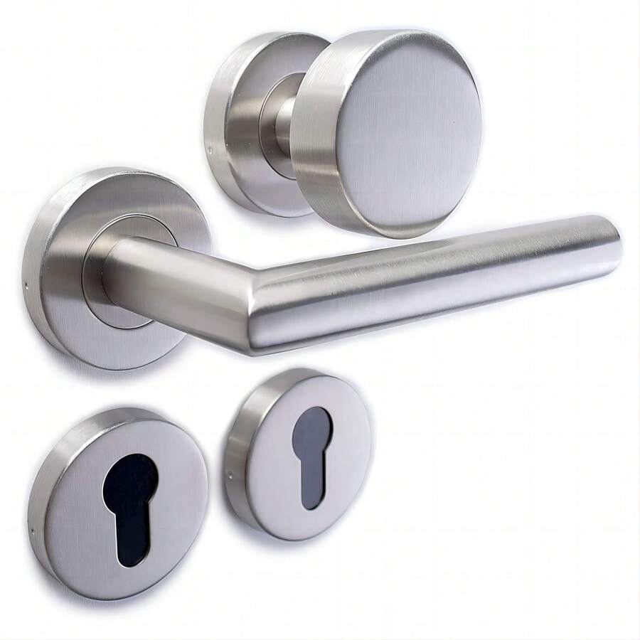 Door Handle Set With Fixed Handle, For Front Door Stainless Steel Door ...