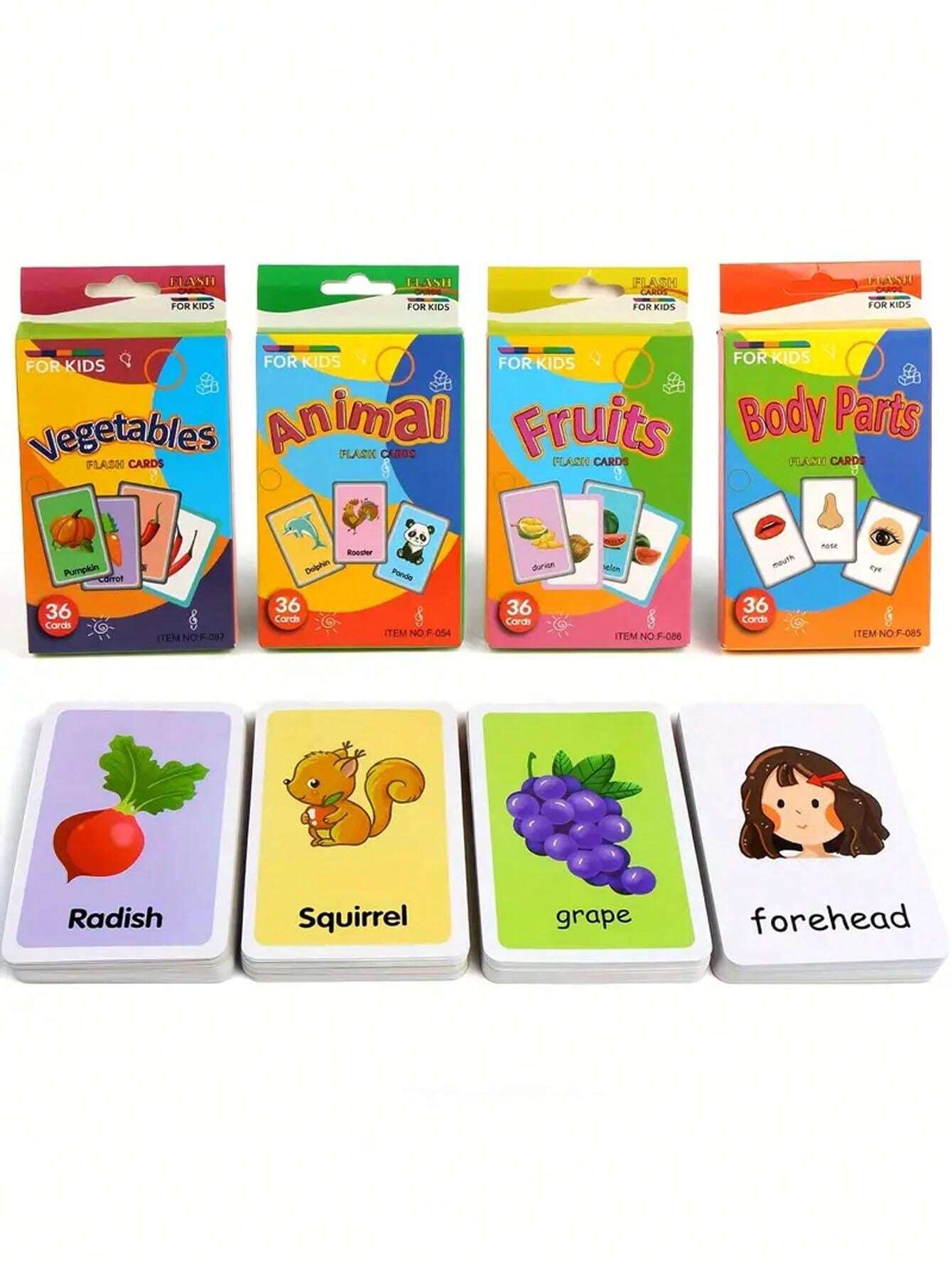 36pcs/Set Infant Early Learning English Word Recognition Flash Cards ...