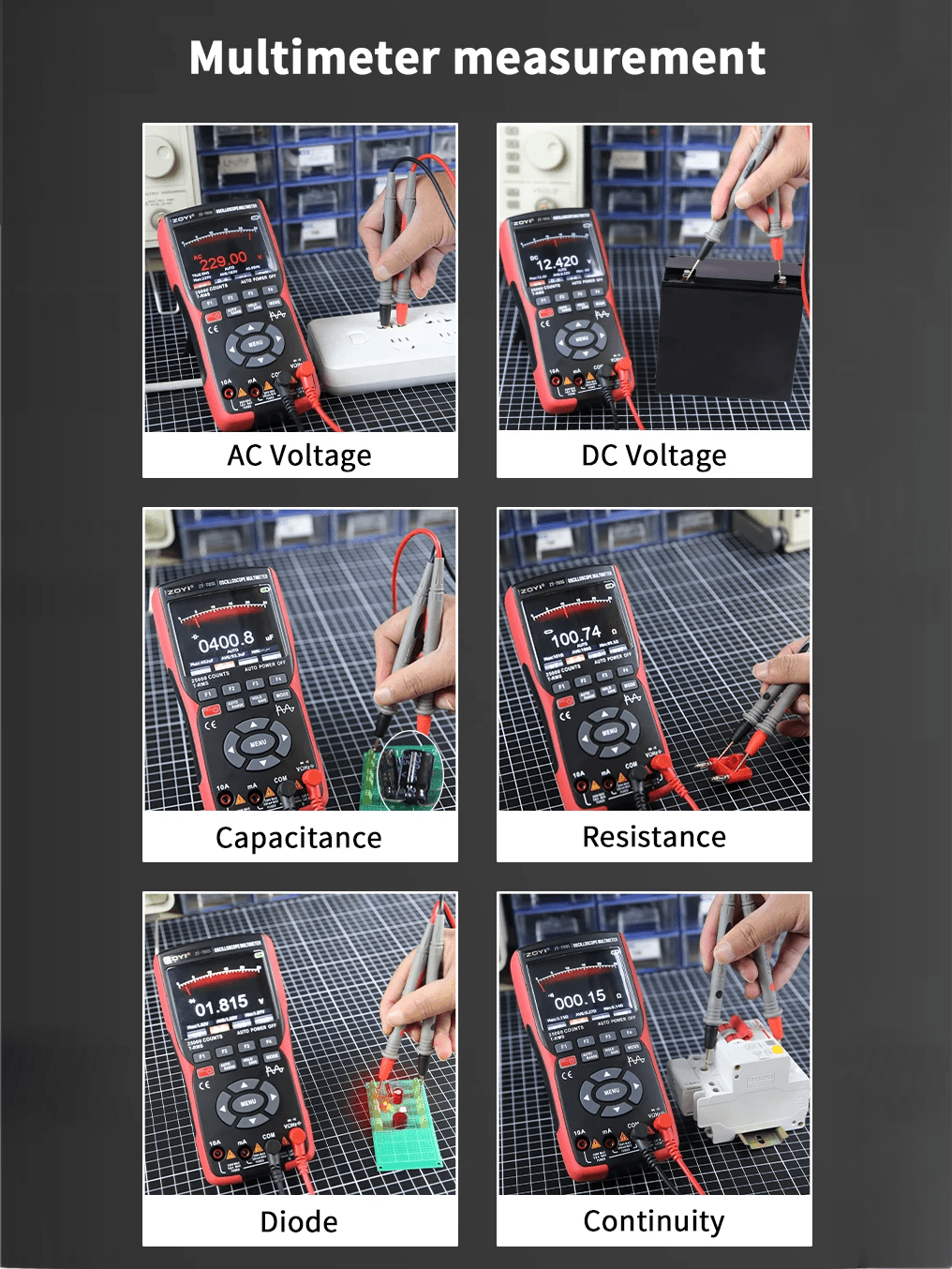 1pc ZOYI 3 In 1 Digital Multimeter 50MHz Bandwidth 280MS Rate PC ...