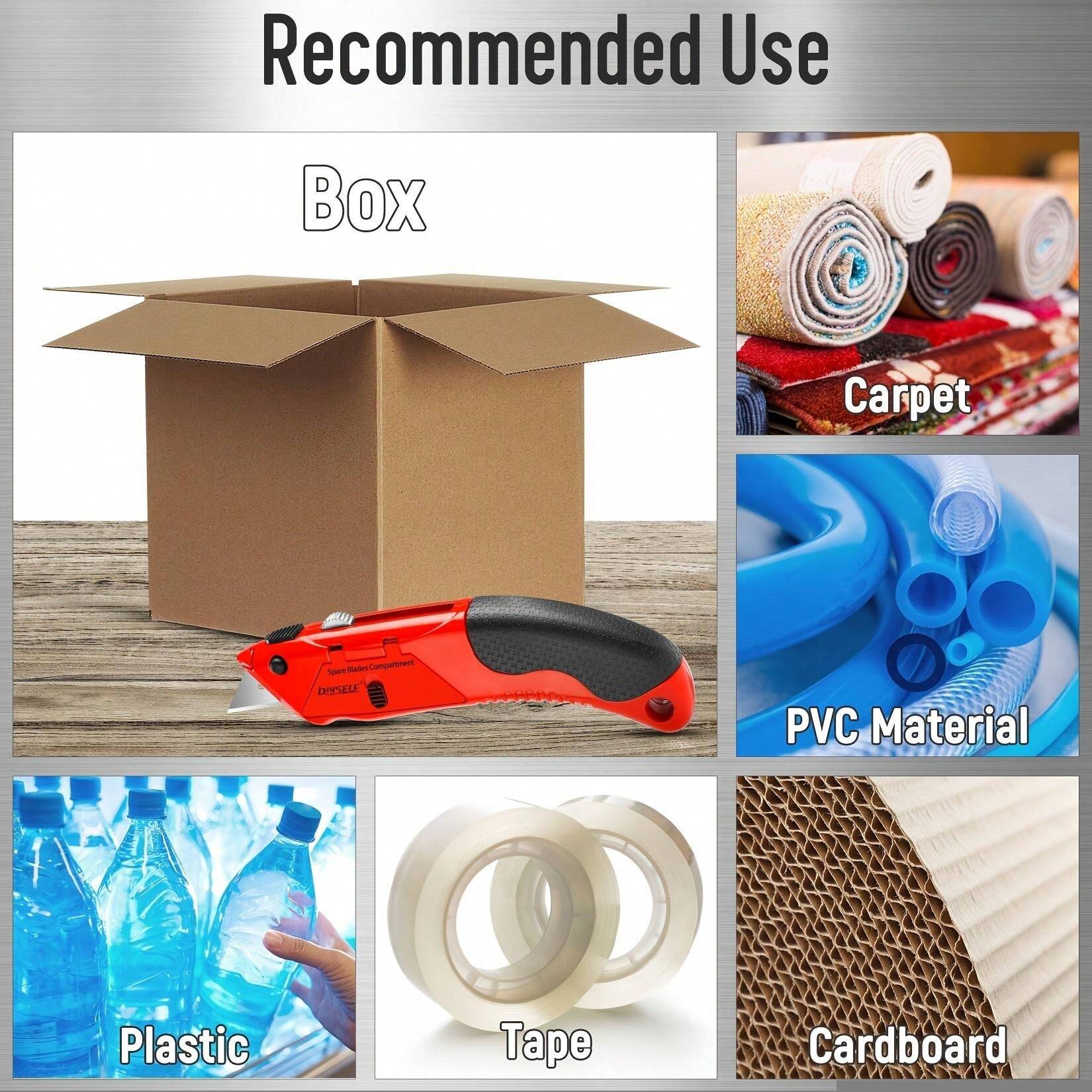 Box Cutter Retractable, Heavy Duty Razor Knife With 4 PCS Sharp Blades ...