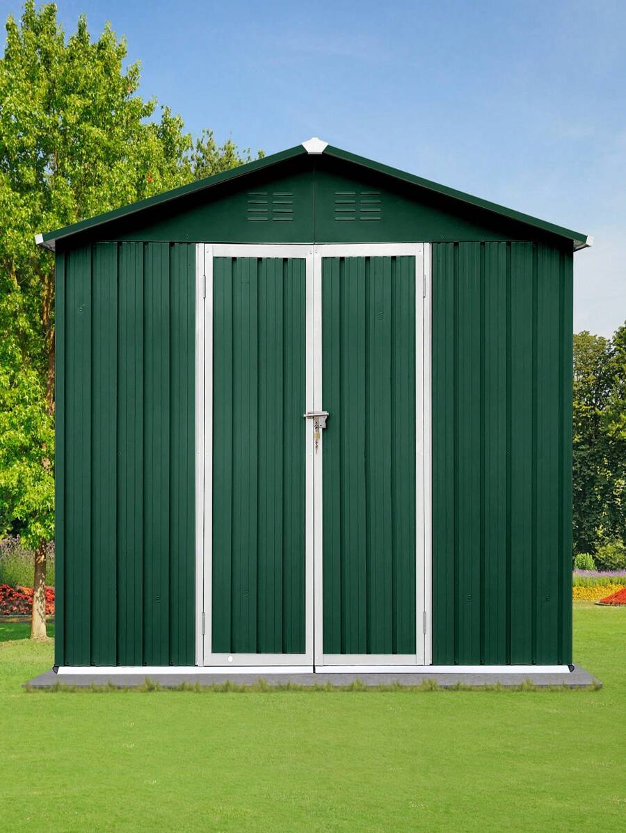 10x8 FT Outdoor Storage Shed, Metal Sheds & Outdoor Storage House With Sloped Roof For Patio ...