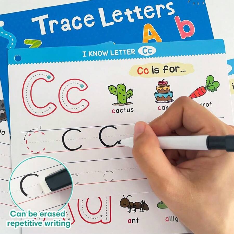 26 Letters And Number Tracing Practice Card Kids Handwritting Tracing ...