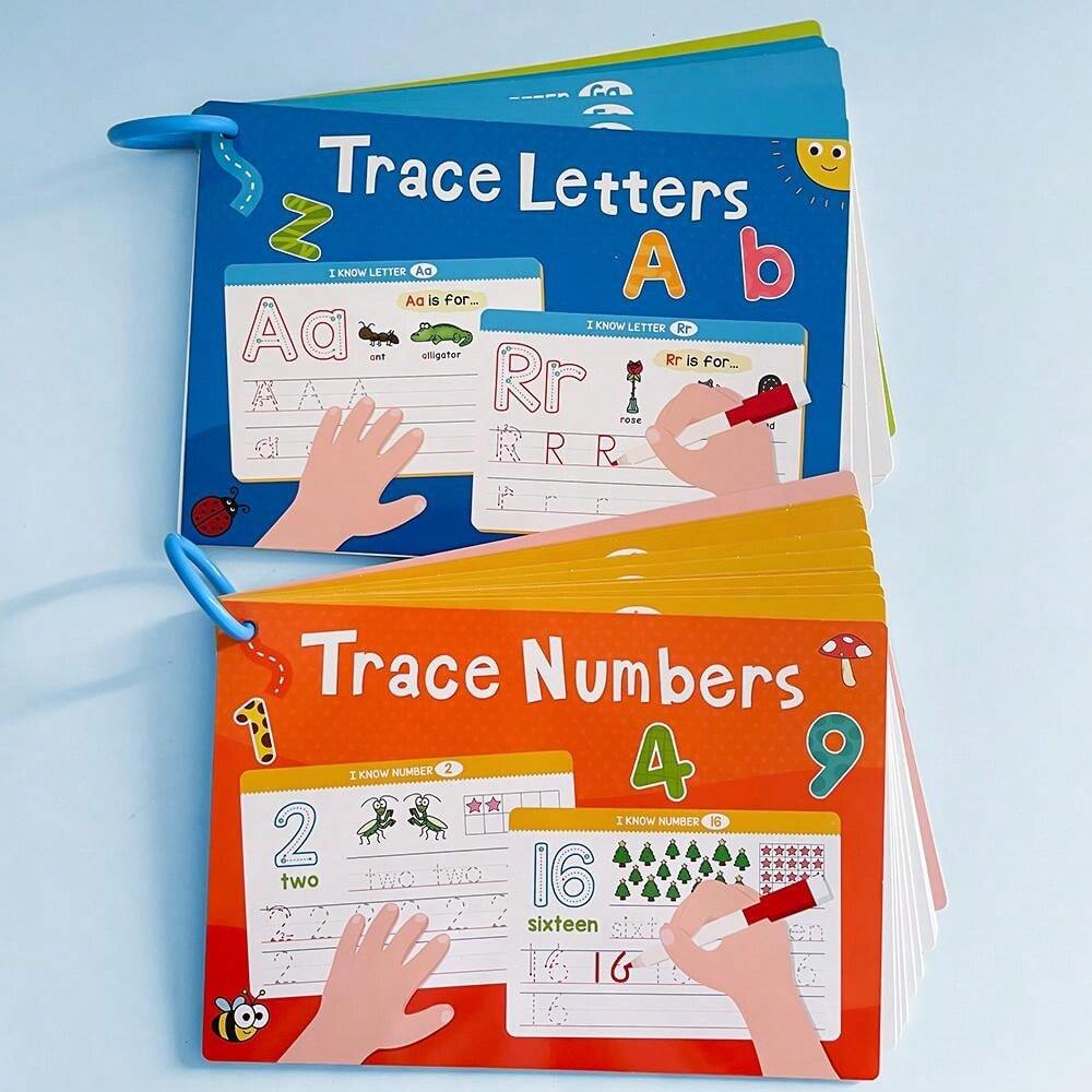 26 Letters And Number Tracing Practice Card Kids Handwritting Tracing ...