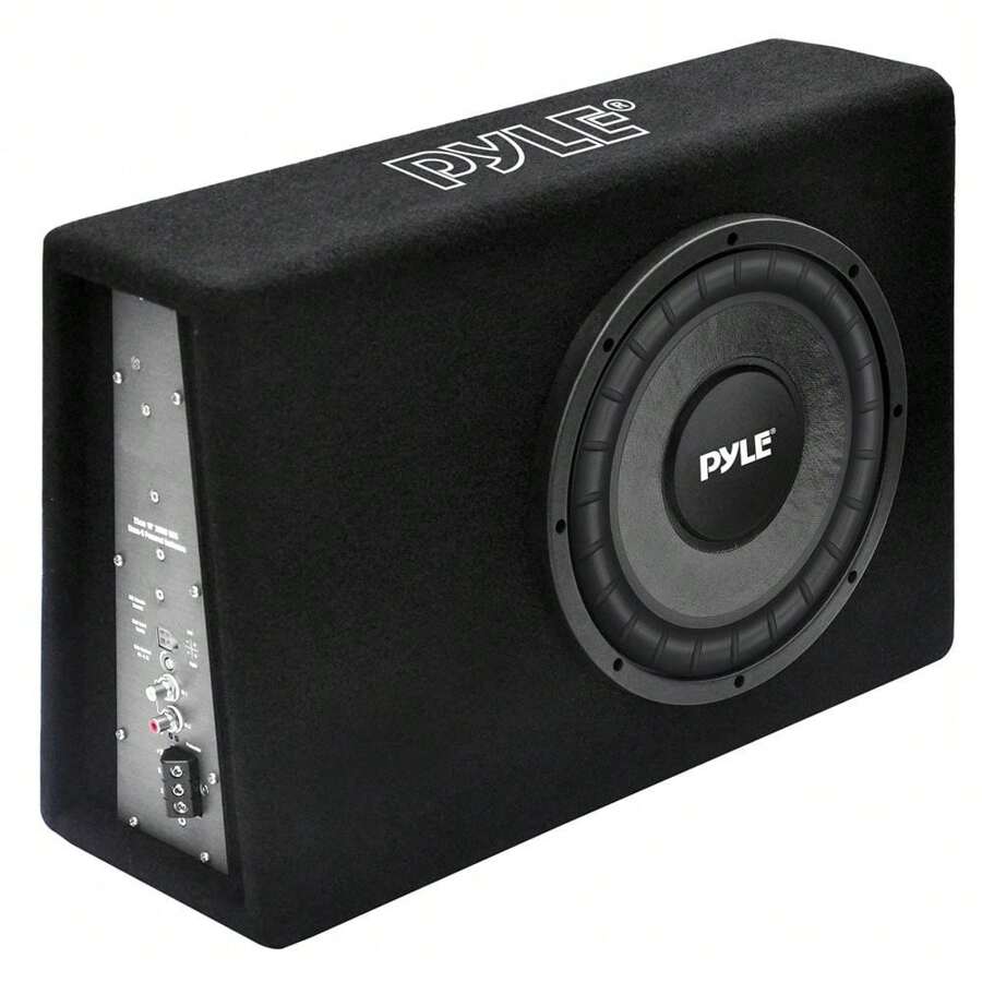 NUTRICHEF Pyle 12'' 600 Watts Powered Slim Bass Subwoofer Box System ...