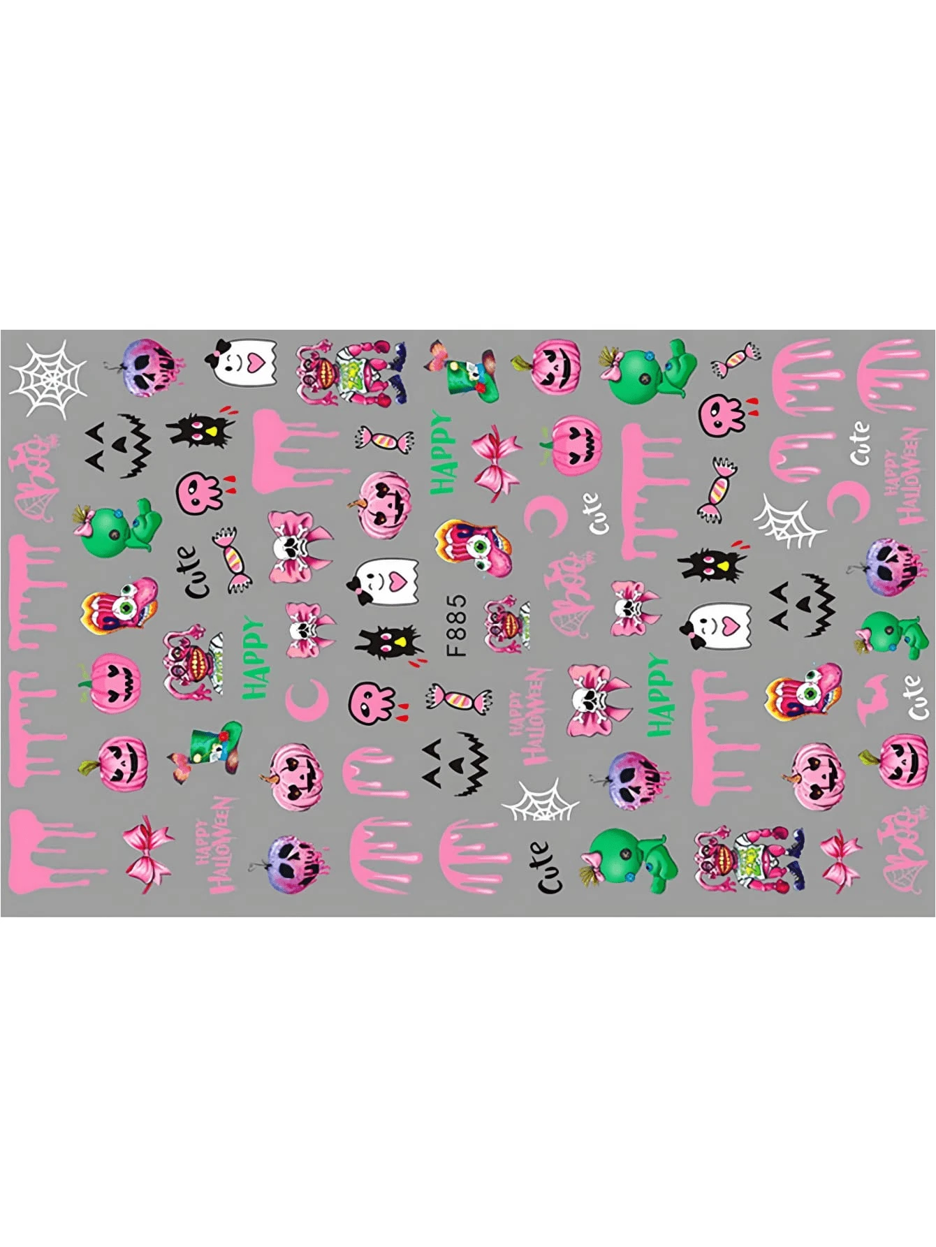 2PCS Cartoon Nail Sticker Little Ghost Animated Skull Design Nail Art ...