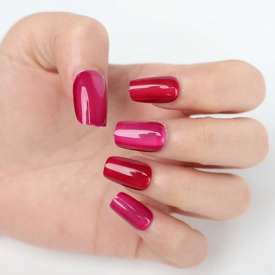 Four Short 120 Pieces Of Square Cat-Eye Press On Nails Cat-Eye Nails ...