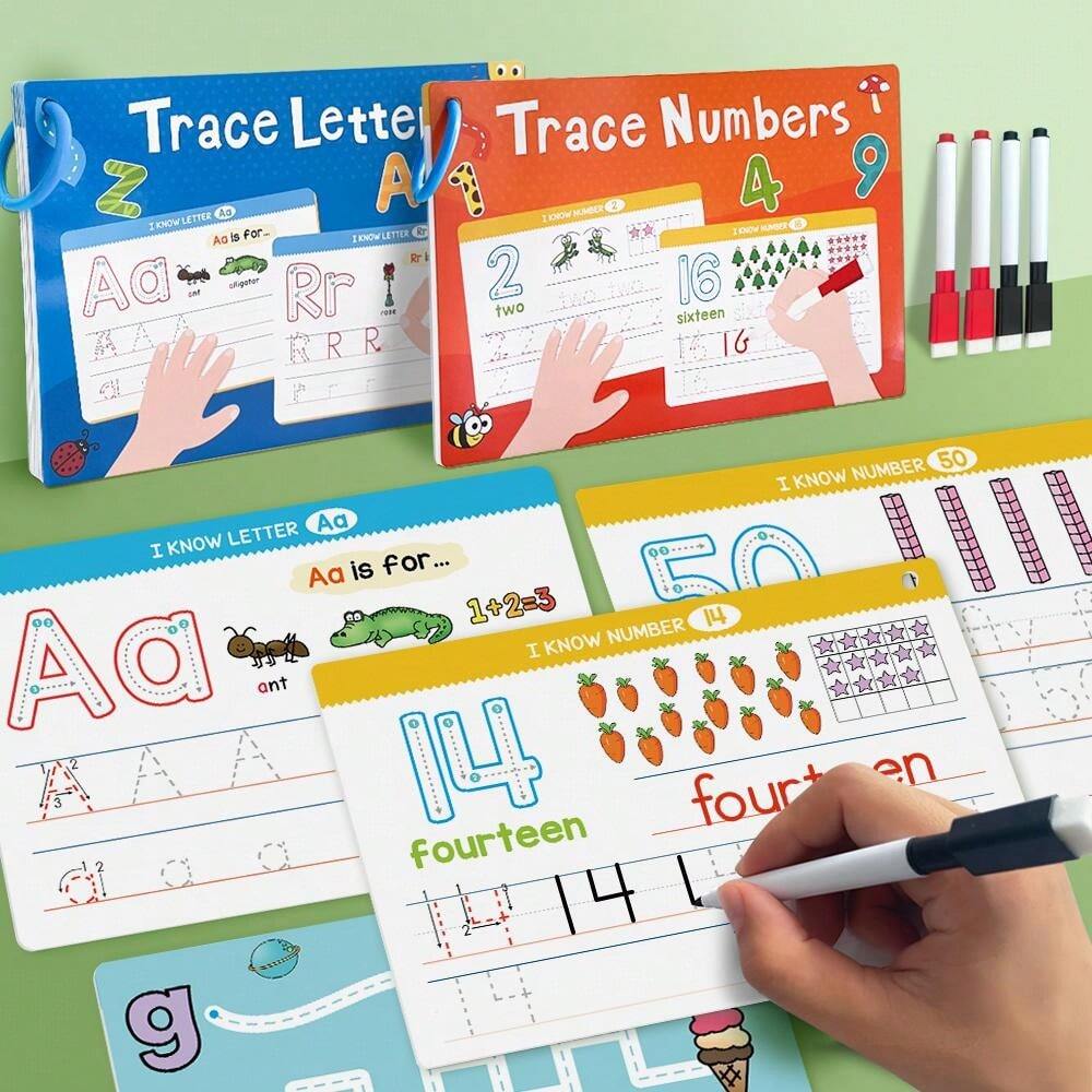 Kids Learning Dry Erase Alphabet And Number Flash Cards - Write And ...